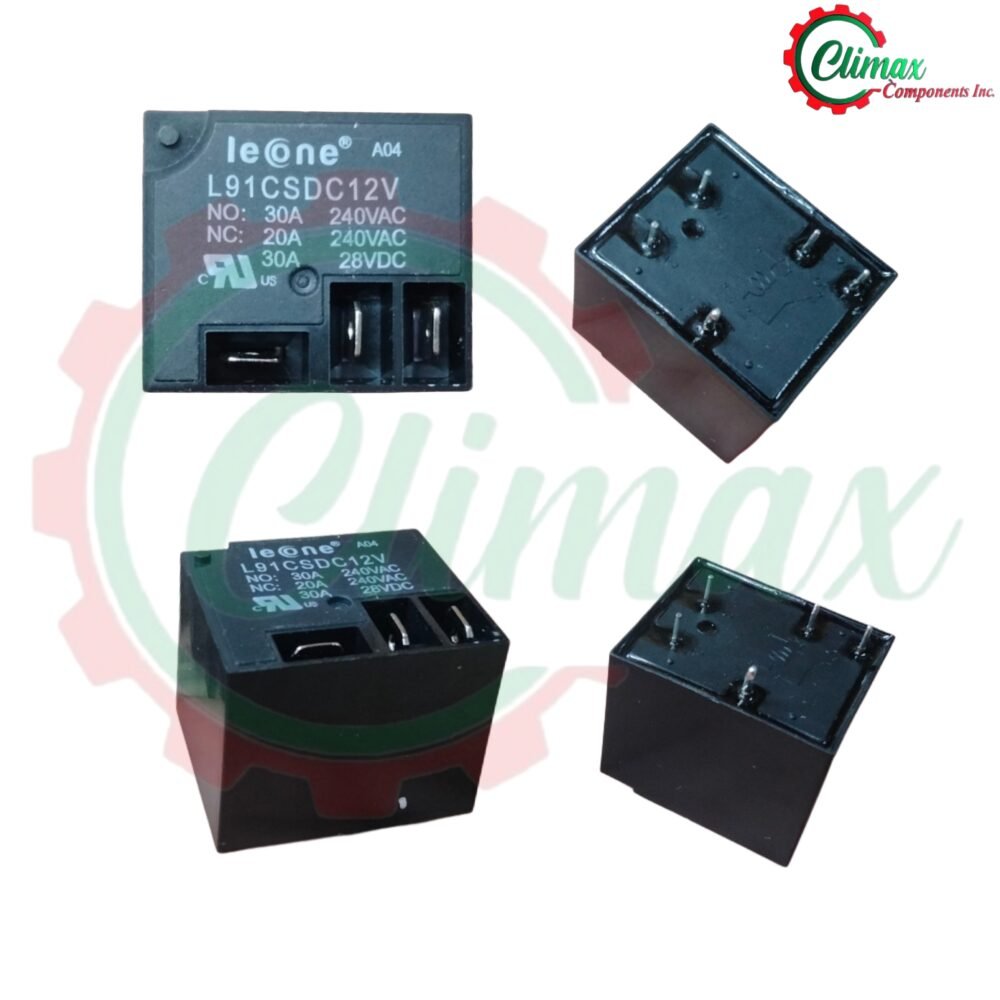 Leone Relay 12V 30A L91CSDC12V Open Female Pin - Climax Components Inc